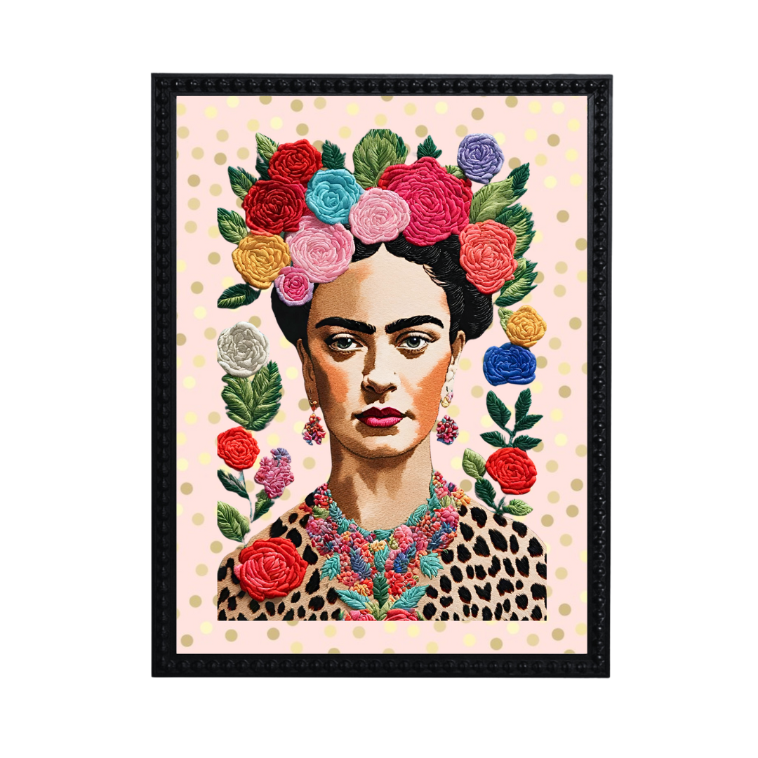 Cuadro Bordado Frida Flores Gold – MariaCuadros